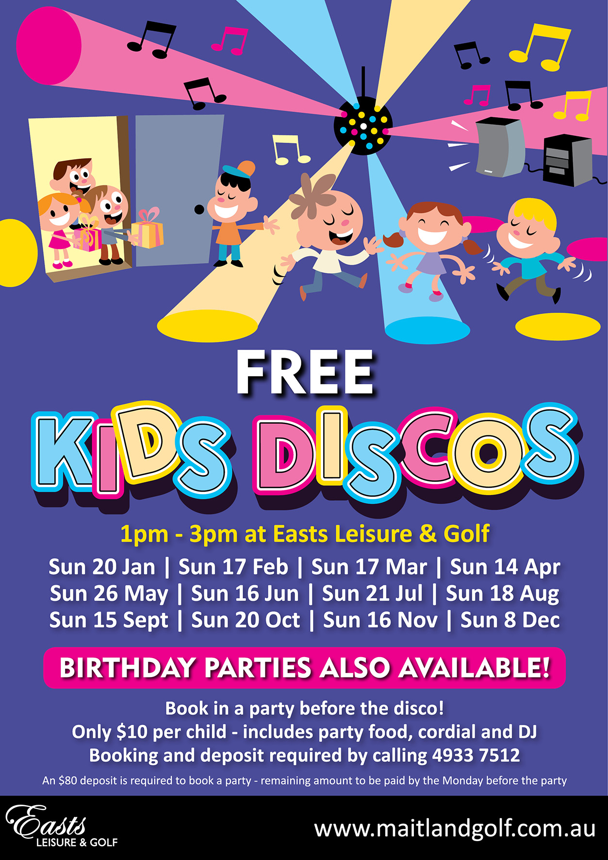 Kids Disco and parties at Easts Golf Club